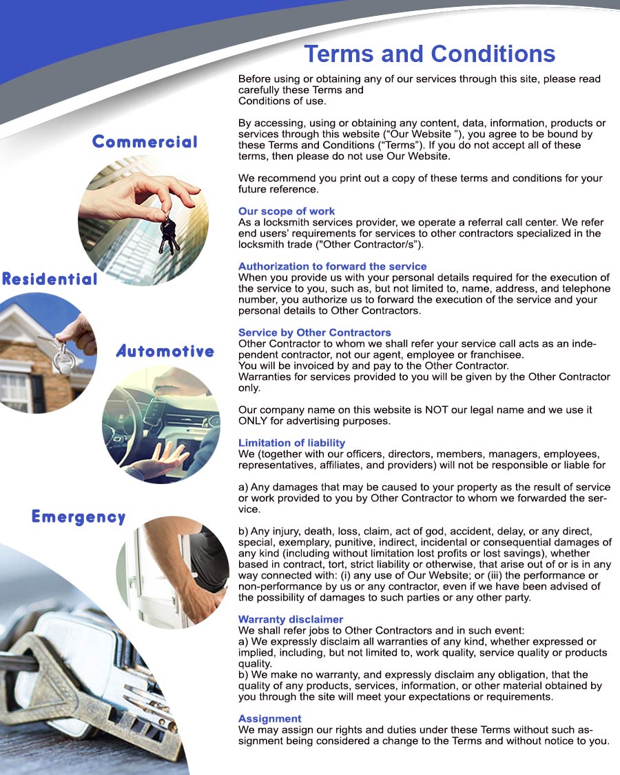 Expert Emergency Locksmith - Terms And Conditions Expert Emergency Locksmith - Terms And Conditions